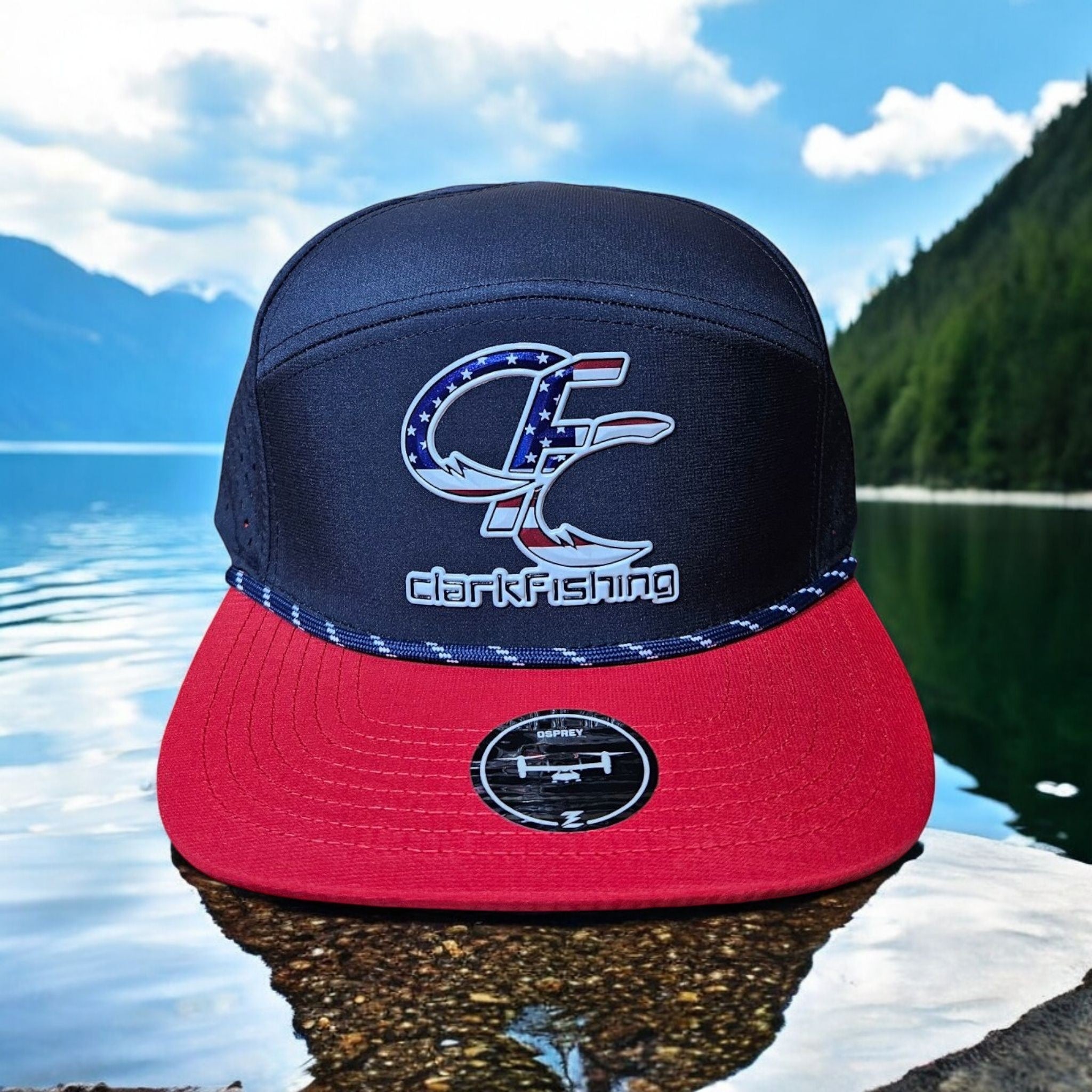 Red, White, and Blue Custom 7 Panel American Cap – Clark Fishing Clothing